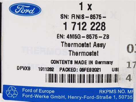 TERMOSTAT FORD 1,25 /1,4 /1,6 BENZYNA WIELE MODELI _ 1712228 _ 4M5G ...