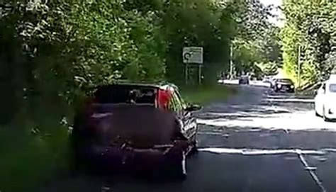 Hit And Run Coward Caught On Camera Cops Hunt Joyrider Who Smashed