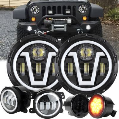 2007 2018 For Jeep Wrangler Jk Combo 7 Round Led Headlights Fog Lamps