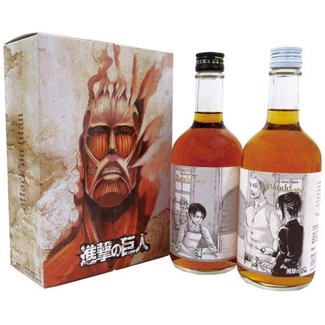 おおやま夢工房 梅酒 進撃の巨人 諫山創直筆 原画ボトル リヴァイラベルエルヴィン ハンジラベル 500ml×2本セット