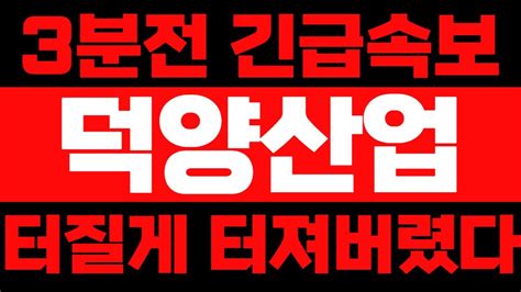 덕양산업 터질게 터졌다 5분전 긴급속보 덕양산업 주가전망 덕양산업 주가 덕양산업 전망 Youtube