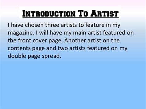 Introduction To Artist