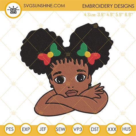Black Girl Embroidery File Black History Embroidery Design