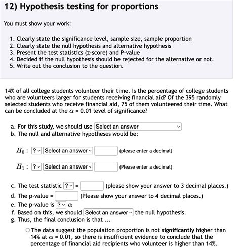 Solved Hypothesis Testing For Proportions You Must Show Chegg
