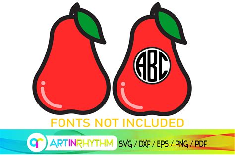 Red Pear Svg Pear Fruit Monogram Svg Graphic By Artinrhythm