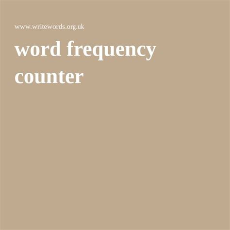 Word Frequency Counter Words Counter Frequencies