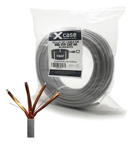 50 M Cable Red U ftp Xcase Cat 6a Blindado 500 Mhz Gris Meses sin interés
