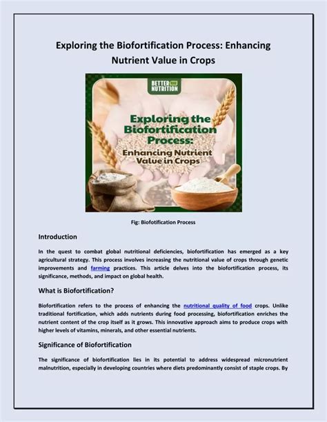 Ppt Exploring The Biofortification Process Enhancing Nutrient Value