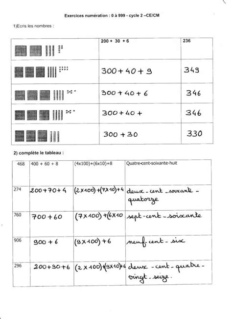 correction exo de numération B C 9740276G Ecole jean Hoarau