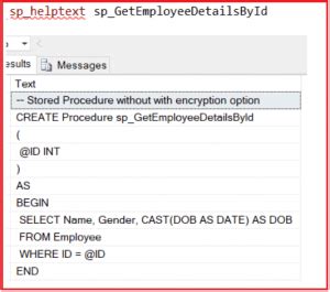 Stored Procedure With Encryption And Recompile Attribute