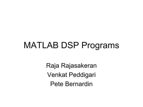 Matlab Dsp Examples Ppt