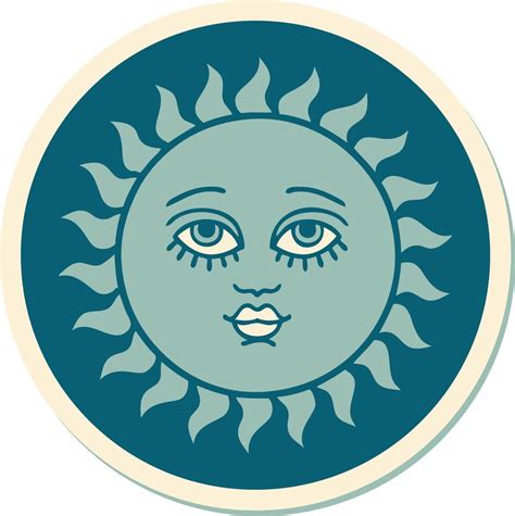 Autocollant De Tatouage Dans Le Style Traditionnel Dun Soleil Avec