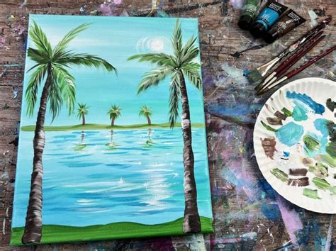 How To Paint Palm Trees Acrylic Painting Tutorial For Beginners