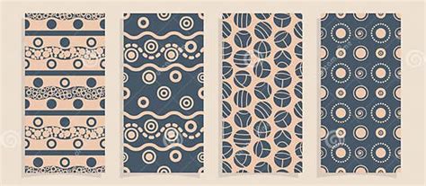 Four Seamless Pattern Tiles Of Decorative Circles Stock Vector