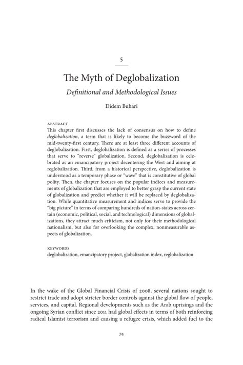 Pdf The Myth Of Deglobalization Definitional And Methodological