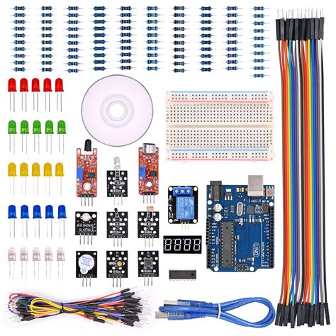 Amazon Weikedzスターターキットuno R3 For Arduino抵抗器 Led ジャンパワイヤセンサーモジュール