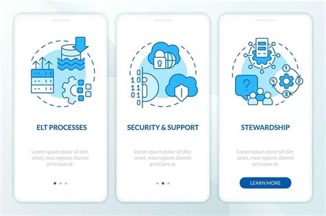 Data Lake Architecture Components Blue Onboarding Mobile App Screen Walkthrough 3 Steps