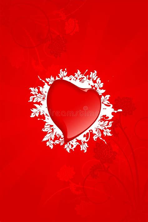 Abstract Valentine Card With Scrolls Circles And Heart Shape Stock