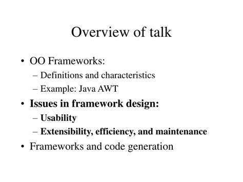 Ppt Brief Introduction To Object Oriented Frameworks Powerpoint