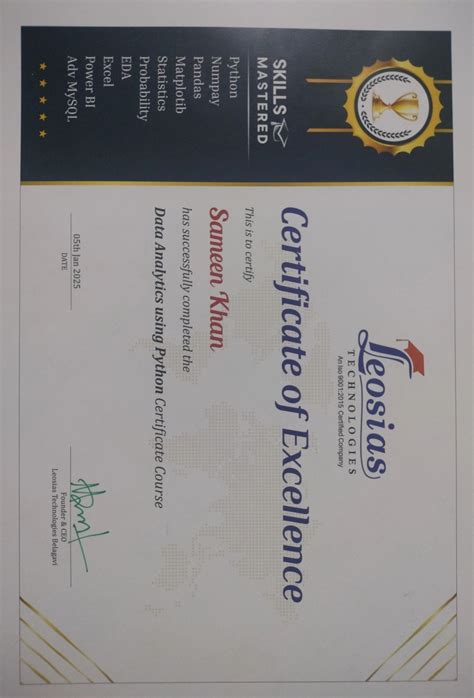 Dataanalytics Python Skilldevelopment Learningjourney Achievement Sameen Khan