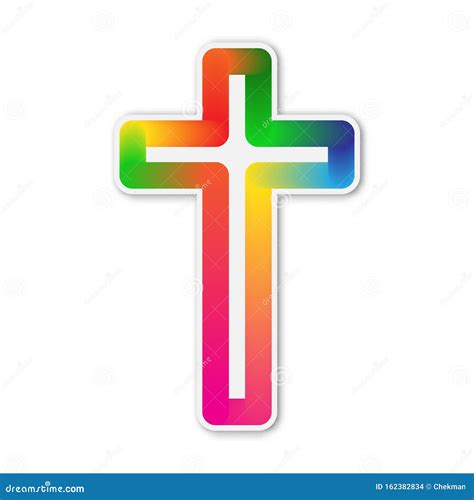 Colorful Christian Cross Icon Stock Illustration Illustration Of