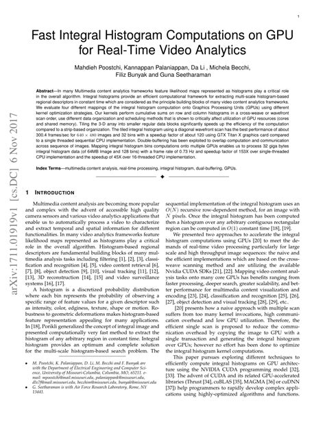 Pdf Fast Integral Histogram Computations On Gpu For Real Time Video