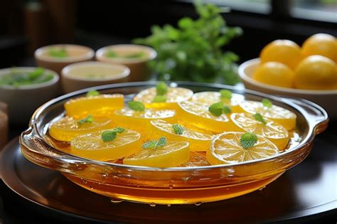 Lemon Sweets In Lemon Syrup Generative Ai Premium Ai Generated Image