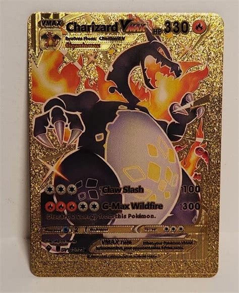 Mavin Shiny Charizard Vmax Gold Metal Collectible Card