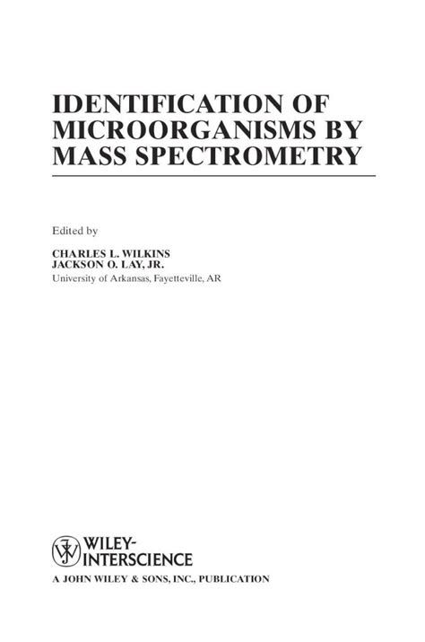 Pdf Identification Of Microorganisms By Mass … · Identification Of Microorganisms By Mass