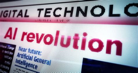 Ai Revolution And Artificial Intelligence Technology Newspaper On Mobile Tablet Screen Stock