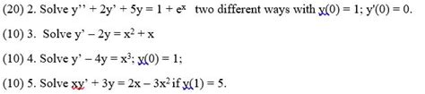 Solved Solve Y 2y 5y 1 E X Two Different Ways With