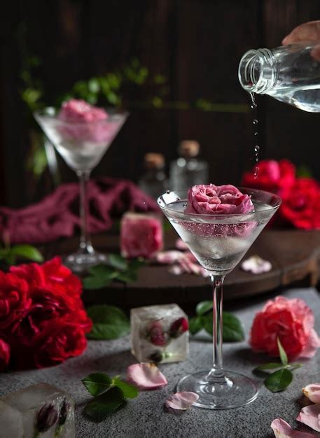 Premium Photo Close Up Of Rose Drink On Table