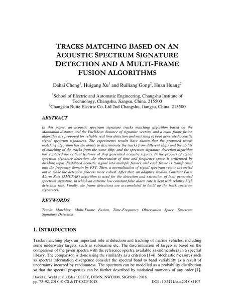 Pdf Tracks Matching Based On An Acoustic Spectrum Signature Detection