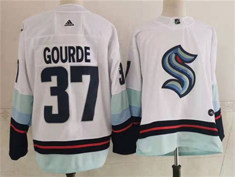 Mens Seattle Kraken 37 Yanni Gourde Adidas Away White Jersey