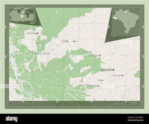 Acre State Of Brazil Open Street Map Locations And Names Of Major Cities Of The Region