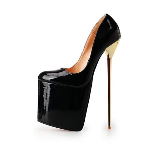 22cm Heel Height Sexy Round Toe Stiletto Heel Pumps Party Shoes Metal