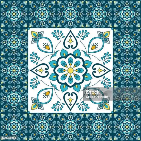 포르투갈어 타일 패턴 층 벡터 세라믹 인쇄 센터에 있는 큰 요소 프레임 이다 포르투갈 Azulejo 멕시코 탈 스페인 이탈리아 마 졸리 카 모로코 주제와 배경 0명에 대한