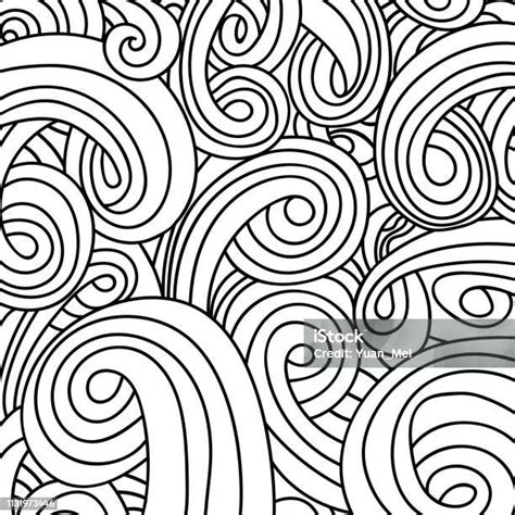 샌드 젠 탱 글 모래 소용돌이 패턴 배경과 색칠 하기 책 색칠 페이지 또는 채색 그림 손으로 그린 검은 그림입니다 추상 파 흑백 디자인입니다 단색 텍스처 벡터 그래픽 젠탱글