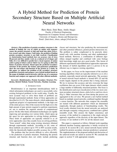 Pdf A Hybrid Method For Prediction Of Protein Secondary Structure