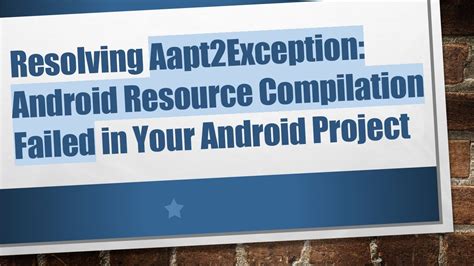 Resolving Aapt2exception Android Resource Compilation Failed In Your Android Project Youtube
