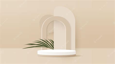 잎 배경 벡터 디자인의 그림자가 있는 제품 프레젠테이션 브랜딩 및 패키징 프레젠테이션 스튜디오 스테이지를 위한 최소 코스메틱