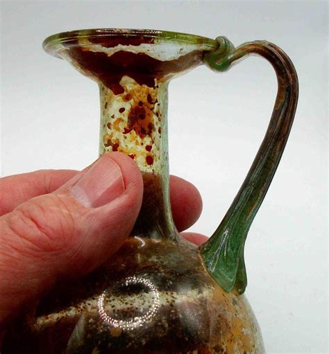 Roman Green Glass Jug With Elegant Handle Antiquities By Objects Eclectic