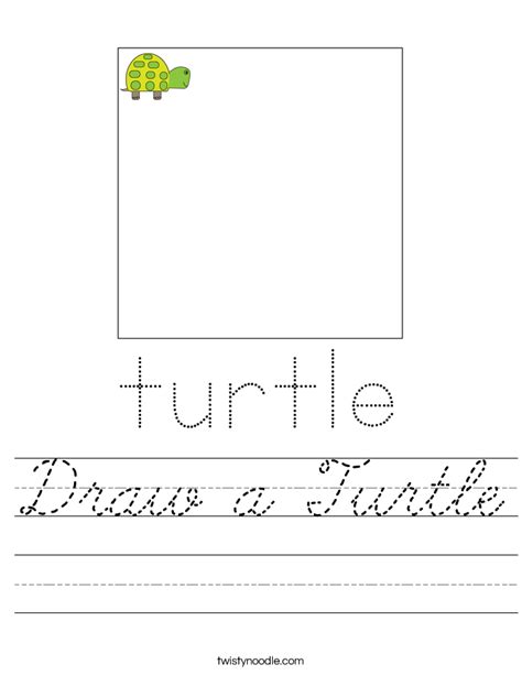 Draw A Turtle Worksheet Cursive Twisty Noodle