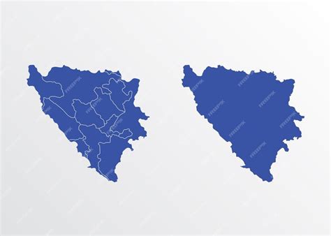 지역별 보스니아 헤르체고비나 파란색 지도 프리미엄 벡터