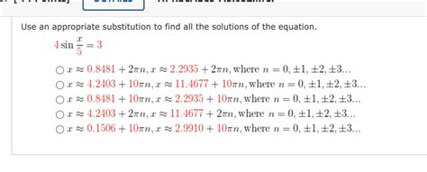 Solved Use An Appropriate Substitution To Find All The Chegg