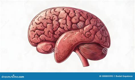 Cerebral Cortex Frontal Lobe In Red Color Profile View Isolated On White Background 3d Rendering