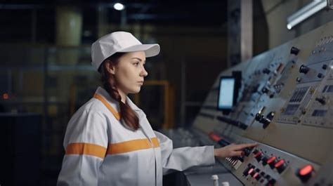 Female Engineer Operator Using A Steel Tanker And A Process Control Panel In A FoodGenerative AI