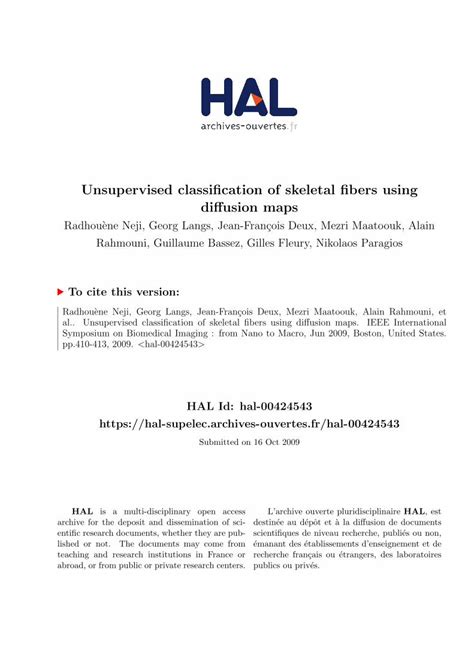 Pdf Unsupervised Classification Of Skeletal Fibers Using