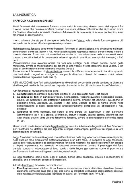 Appunti Libro Linguistica E Glottologia Docsity