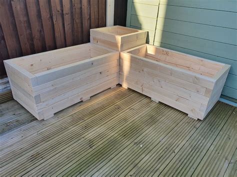 3 Tiered L Shape Corner Garden Wooden Decking Planterherbflower